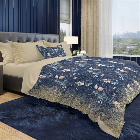 Navy White Bedding Etsy