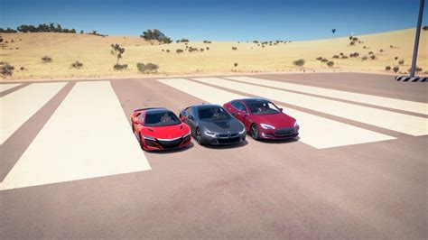 Forza Horizon 3 Bmw I8 Vs Tesla P90d Vs Acura Nsx Drag Race Youtube