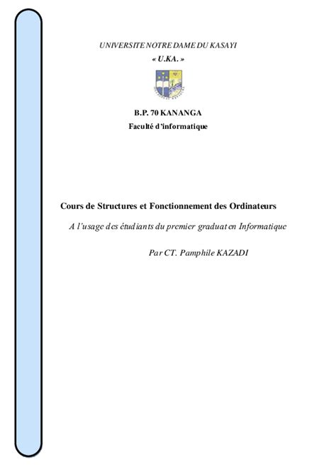 Pdf Cours De Structure Et Fonctionnement Des Ordinateurs