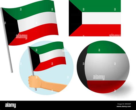 Kuwait Flag Icon Set National Flag Of Kuwait Vector Illustration Stock
