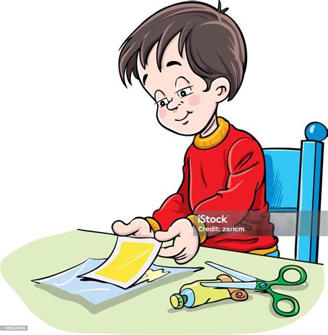 아이들의 창의력 가위 및 접착제 공예에 대한 스톡 벡터 아트 및 기타 이미지 공예 가위 교실 Istock