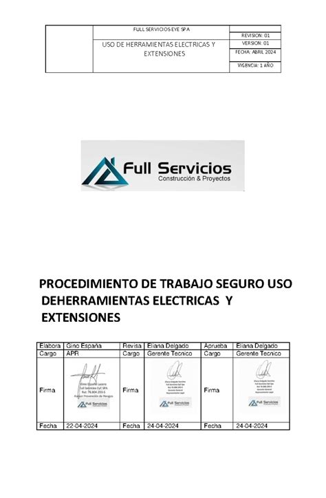 Pt Herramientas Electricas Y Extensiones Revision 01 Uso De