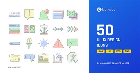 Ui Ux Design Icon Pack 50 Colored Outline Design And Development Icons Svg Png Ico Available