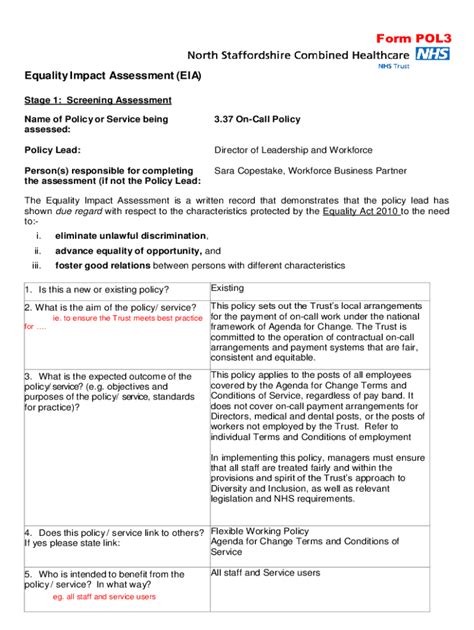 Fillable Online Equality Impact Assessment Training What Is An Eia