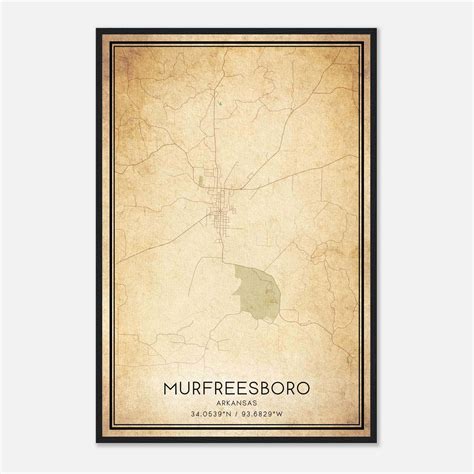 Vintage Murfreesboro Arkansas Map Poster Murfreesboro Ar City Road