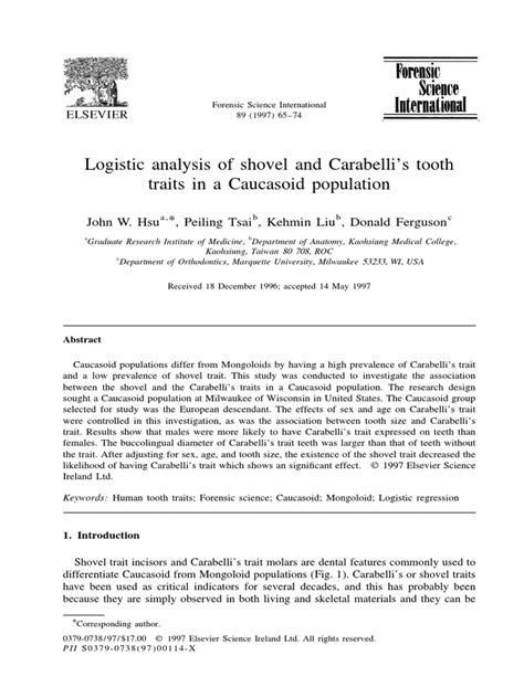 Analysis Of The Association Between Shovel And Carabellis Tooth Traits In Caucasian Adolescents