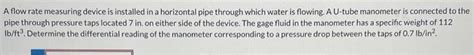 Solved A Flow Rate Measuring Device Is Installed In A