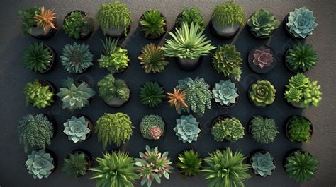 Assortment Of Potted Plants In 3d Render With Aerial Photo Backdrop
