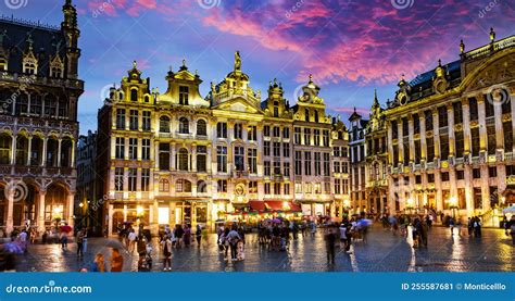 Architecture Of The Grand Place In Brussels Belgium After Dusk