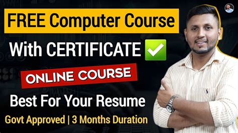 Free Computer Course With Certificate ️ 3 Months Duration Free