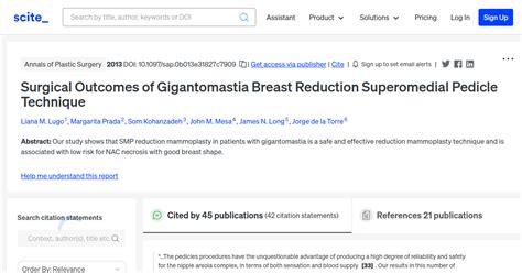 Surgical Outcomes Of Gigantomastia Breast Reduction Superomedial