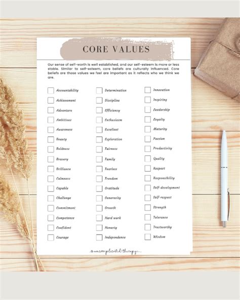 Free Printable Core Values Worksheet Solleze Printable