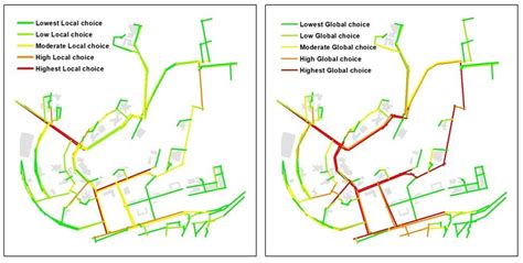 Uod Space Syntax Depthmapx A Local Choice Index B Global Choice