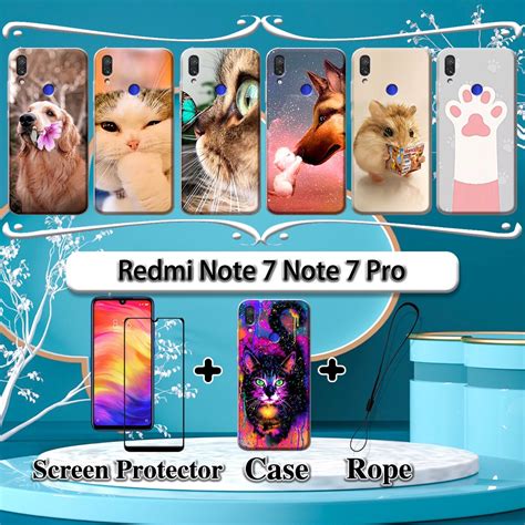 2 In 1 Redmi Note 7 Note 7 Pro Case With Tempered Glass Curved Ceramic