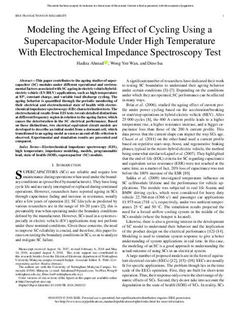 Pdf Modeling The Ageing Effect Of Cycling Using A Supercapacitor Module Under High Temperature