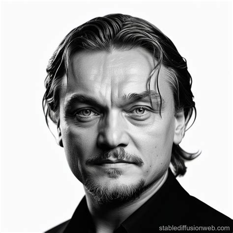 Leonardo Dicaprio S Face Black And White On A White Background Passport