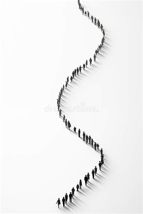 Illustration Of Long Queue Of People Waiting In Line Against White Background Stock Illustration