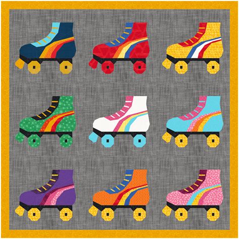 Roller Boots Skates Retro Foundation Paper Piecing Fpp Pattern