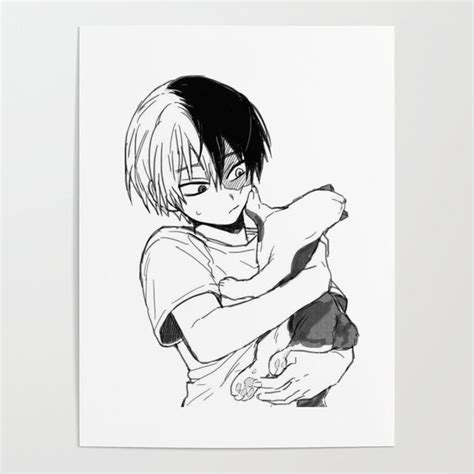 Todoroki With His Cat Postertodoroki With His Cat Poster Banish Those Blank Walls Posters Are