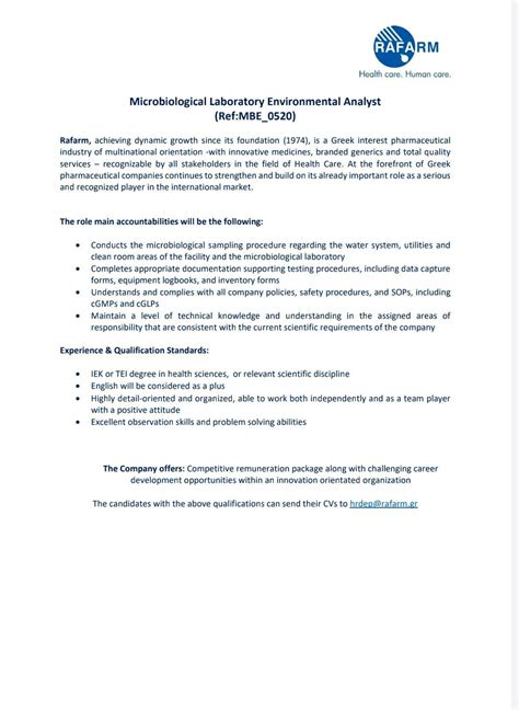 Rafarm Sa On Linkedin Microbiological Laboratory Environmental Analyst Our Company In The