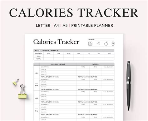 Calorie Counting Chart Printable