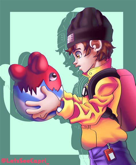 Mameo Digimon Punimon Digimon Absurdres Highres Backpack Bag Colored Skin Digimon