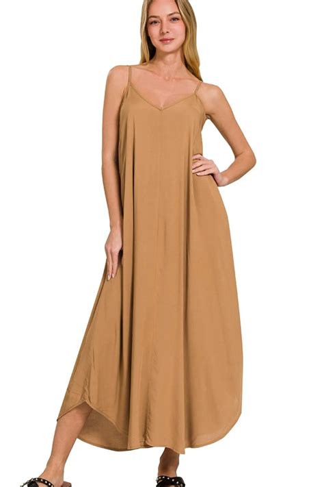 Effortless Elegance Woven Cami Midi Dress Lumistelle
