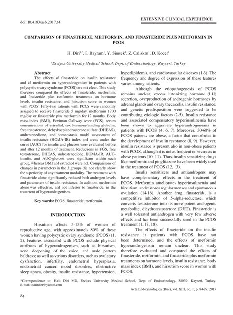Pdf Comparison Of Finasteride Metformin And Finasteride Plus Metformin In Pcos