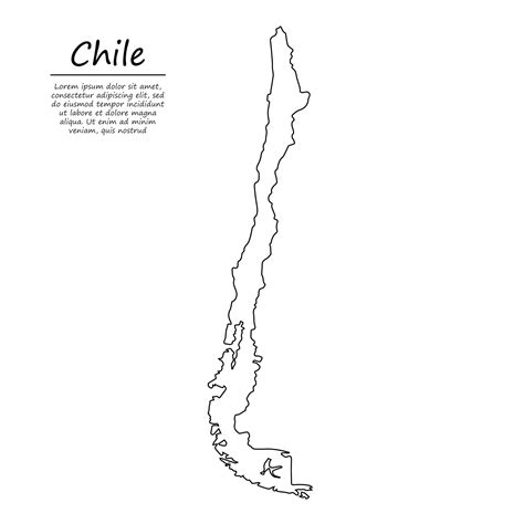 Simple Outline Map Of Chile In Sketch Line Style 21846996 Vector Art