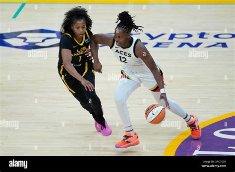 Las Vegas Aces Guard Chelsea Gray 12 Controls The Ball Against Los