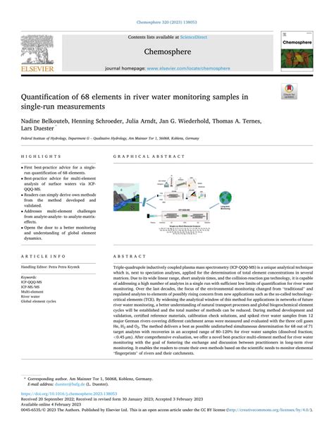 Pdf Quantification Of 68 Elements In River Water Monitoring Samples In Single Run Measurements