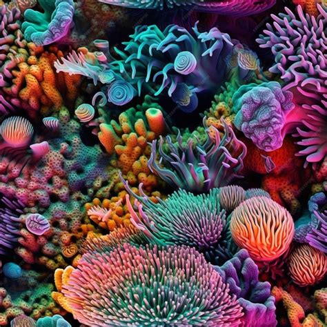 Premium Photo A Colorful Coral Reef With A Colorful Pattern