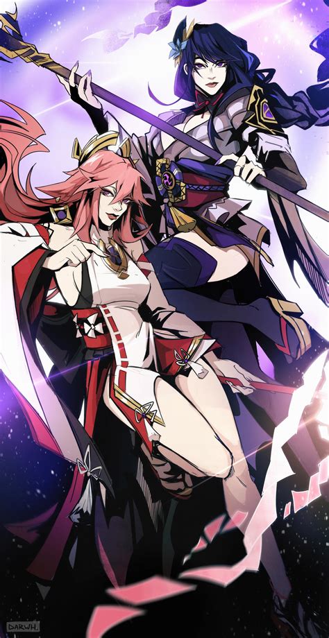 Yae Miko And Raiden Shogun By Darwh On Deviantart