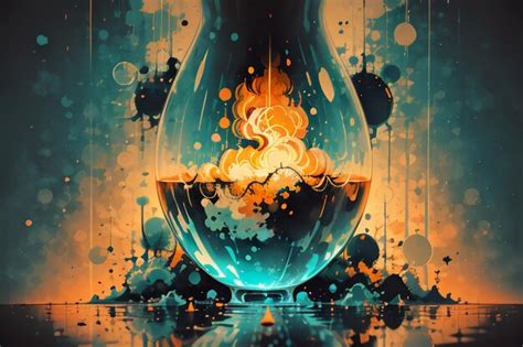 Premium Ai Image Boiling Bubble Cloud In Glass Bottle Abstract