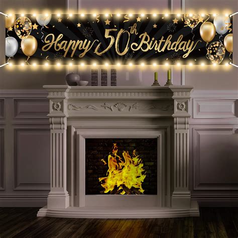 Happy 50th Birthday Banner Sign Decorations For Men