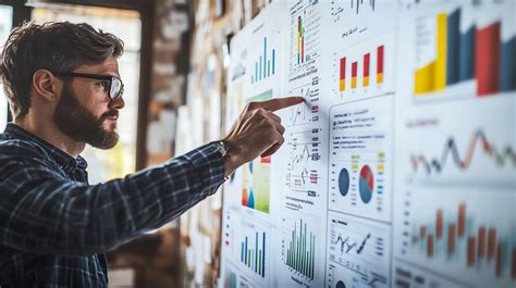 Man Analyzing Charts And Graphs On A Whiteboard Premium Ai Generated