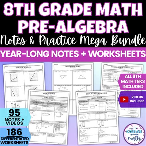 8th Grade Math Notes And Worksheets Bundle Entire Year Casias Math