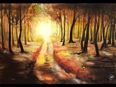 Watercolor Forest Sunrise Painting Demonstration Youtube