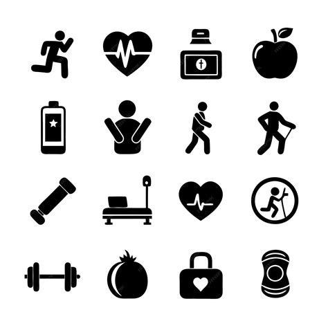 Health And Fitness Icon Set Vector Illustration Premium Ai Generated