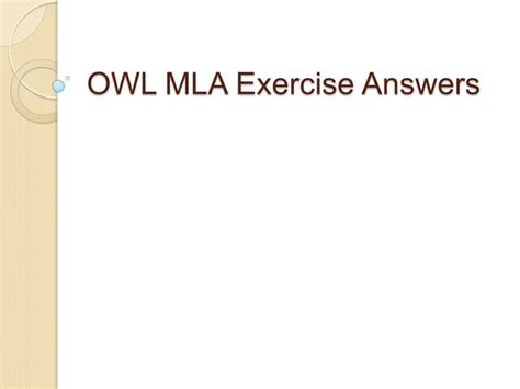 Owl Mla Exercise Answers Pptx