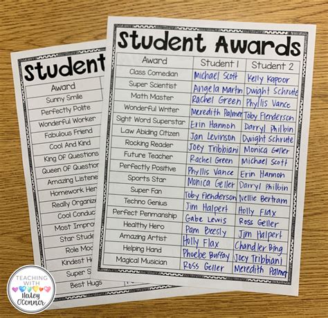 Student Award Checklist