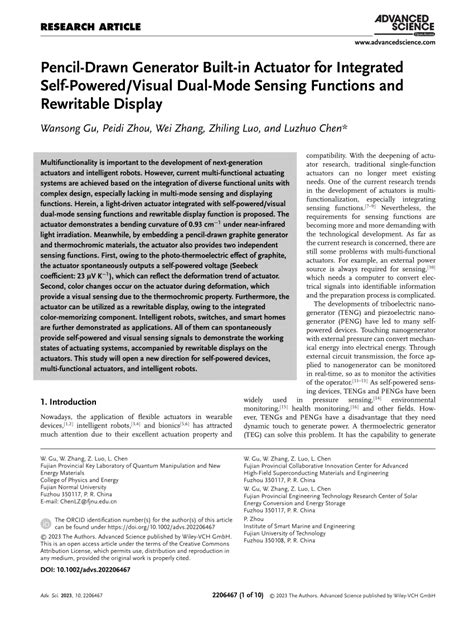 Pdf Pencil‐drawn Generator Built‐in Actuator For Integrated Self‐poweredvisual Dual‐mode