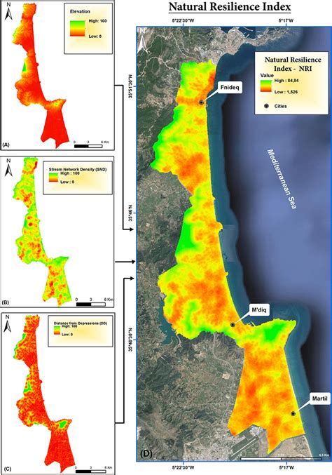 Spatial Distribution Of A Elevation B Stream Network Density C Download Scientific