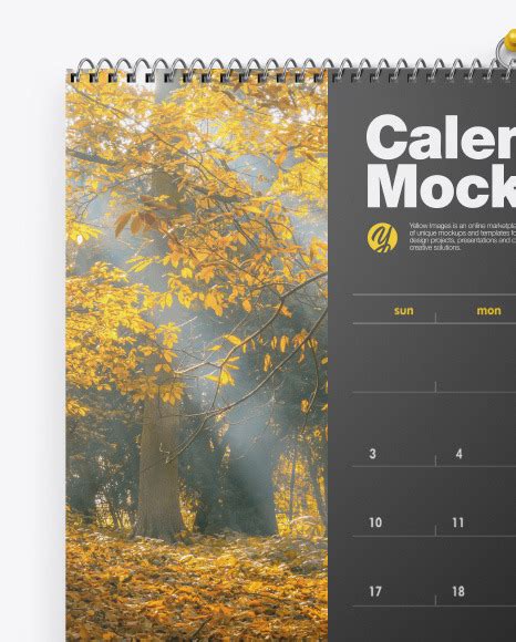 Matte Wall Calendar W Pin Mockup Psd 54088 Yellow Images