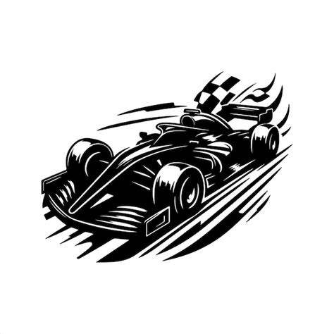 레이싱 자동차와 마무리 체커 발 일러스트레이션 검은색과 색 일러스트レー션 프리미엄 Ai 생성 벡터