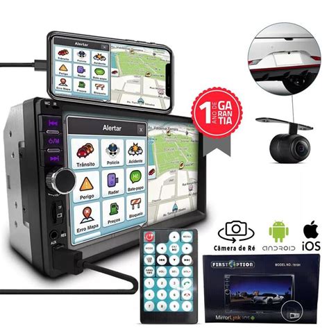 Central Multimídia 7810h Mp5 7 Polegadas 2 Din 2 Usb Carrega Celular Bluetooth Gps Espelha Ios