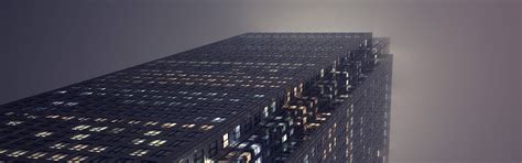 배경 화면 시티 도시 풍경 밤 건축물 건물 반사 대칭 지평선 마천루 안개 수평선 중심지 빛 도심 모양 3840x1200 픽셀 지구의 분위기