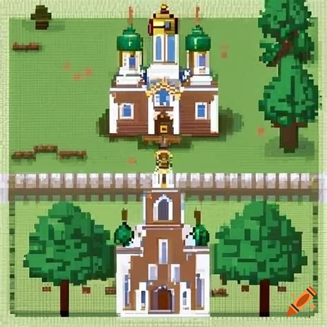 Pixel Art Of An Orthodox Church In A Game