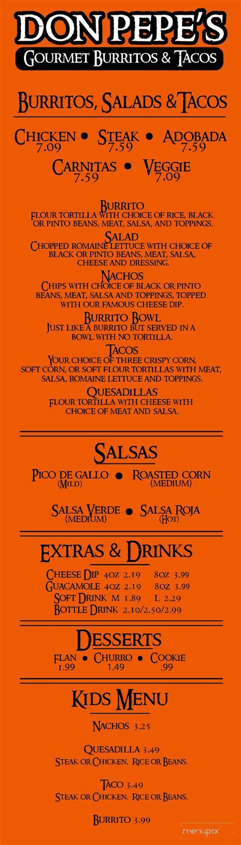 Menu Of Don Pepes In Conway Ar 72034