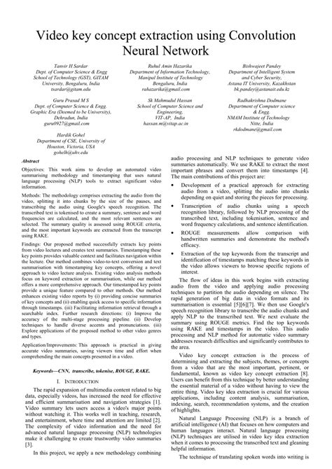 Pdf Video Key Concept Extraction Using Convolution Neural Network